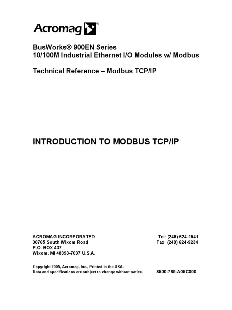 Introduction To Modbus TCP Ip | PDF