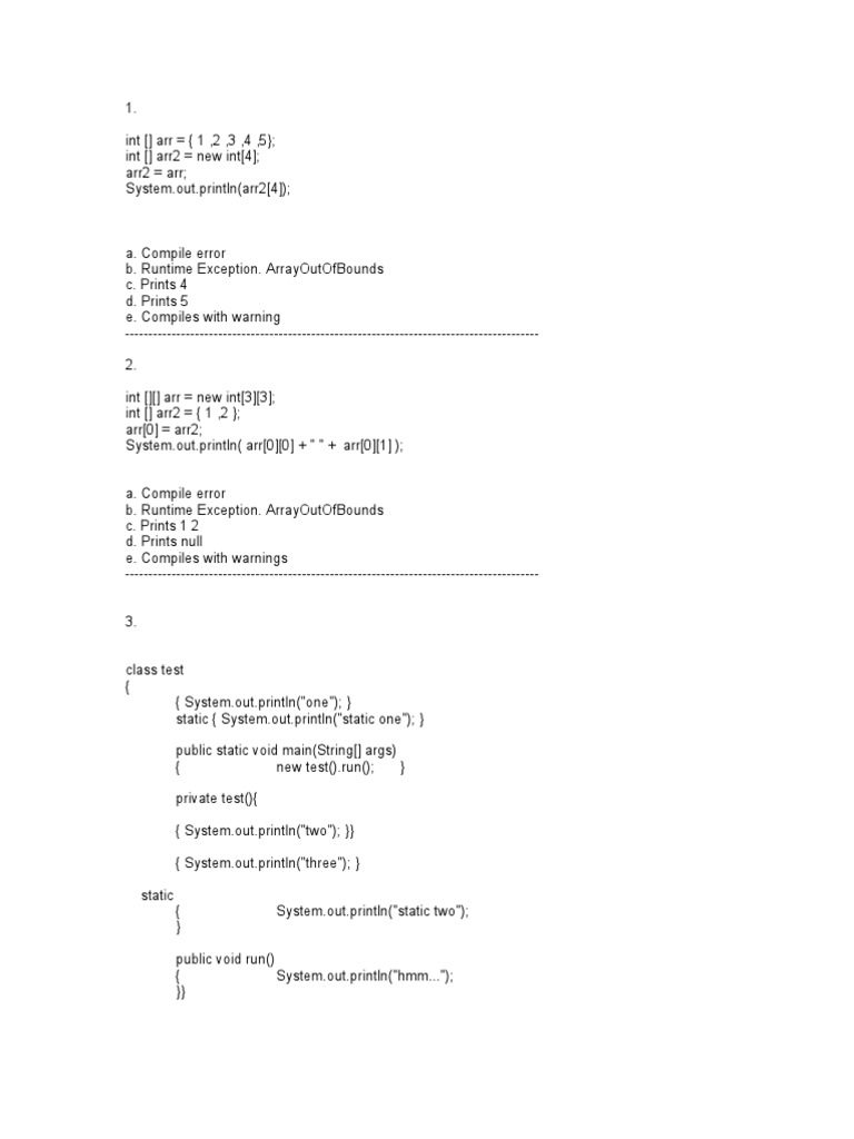 SCJP 1.5 Questions | Download Free PDF | Integer (Computer Science) | String (Computer Science)