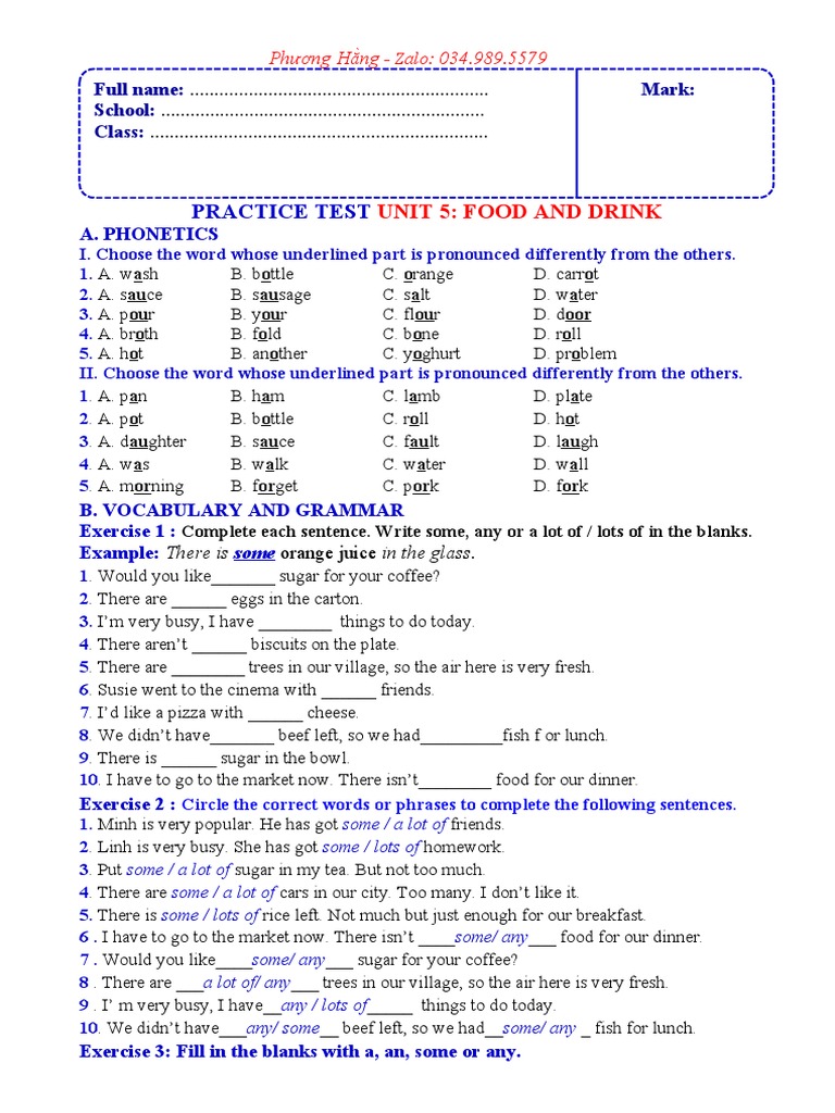 Anh 7 Global PRACTICE TEST UNIT - 5 | PDF