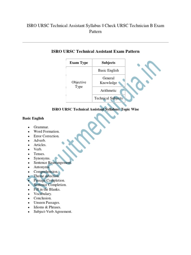 ISRO URSC Technical Assistant Syllabus | PDF | Electronics | Engineering
