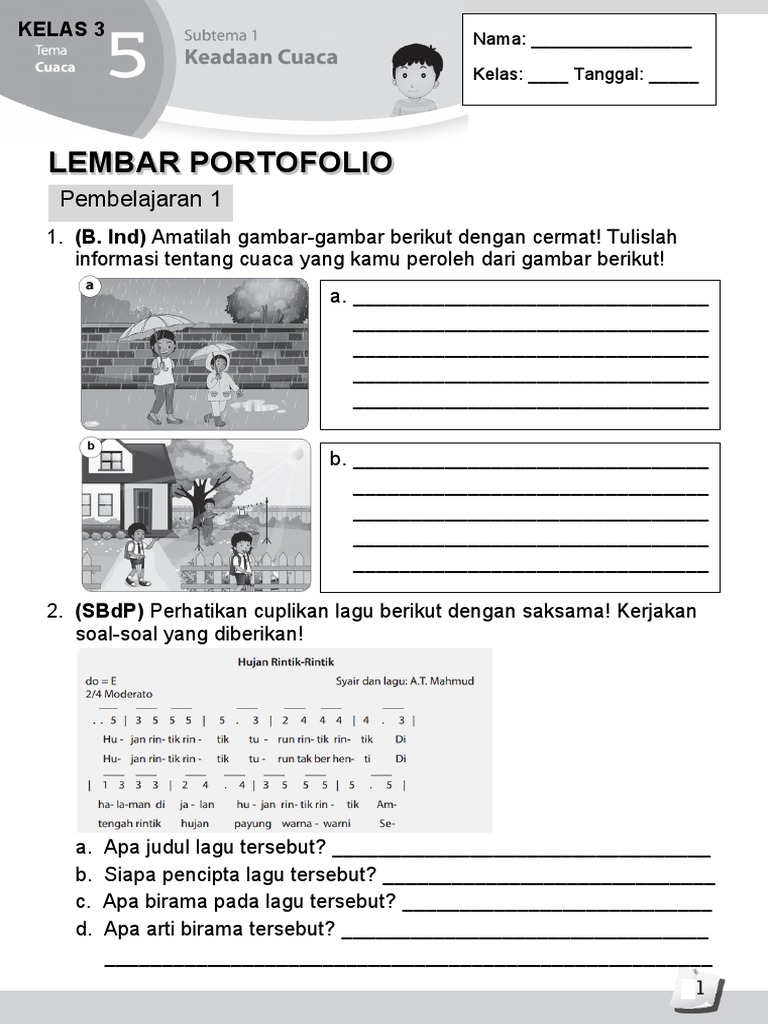 LEMBAR PORTOFOLIO BUPENA 3C Tema 5 Sub 1 | PDF