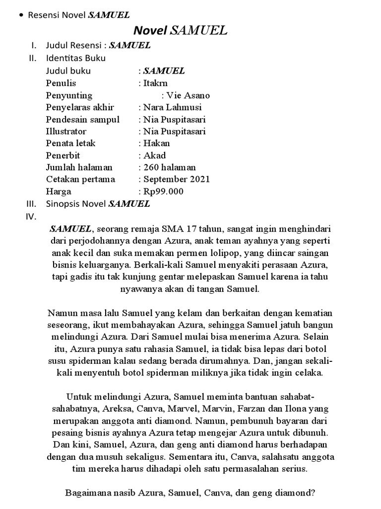 Resensi Novel Samuel | PDF
