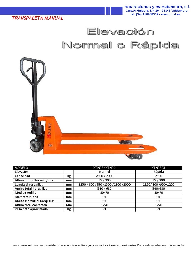 HU-LIFT Transpaleta Manual XTN XTNQ | PDF