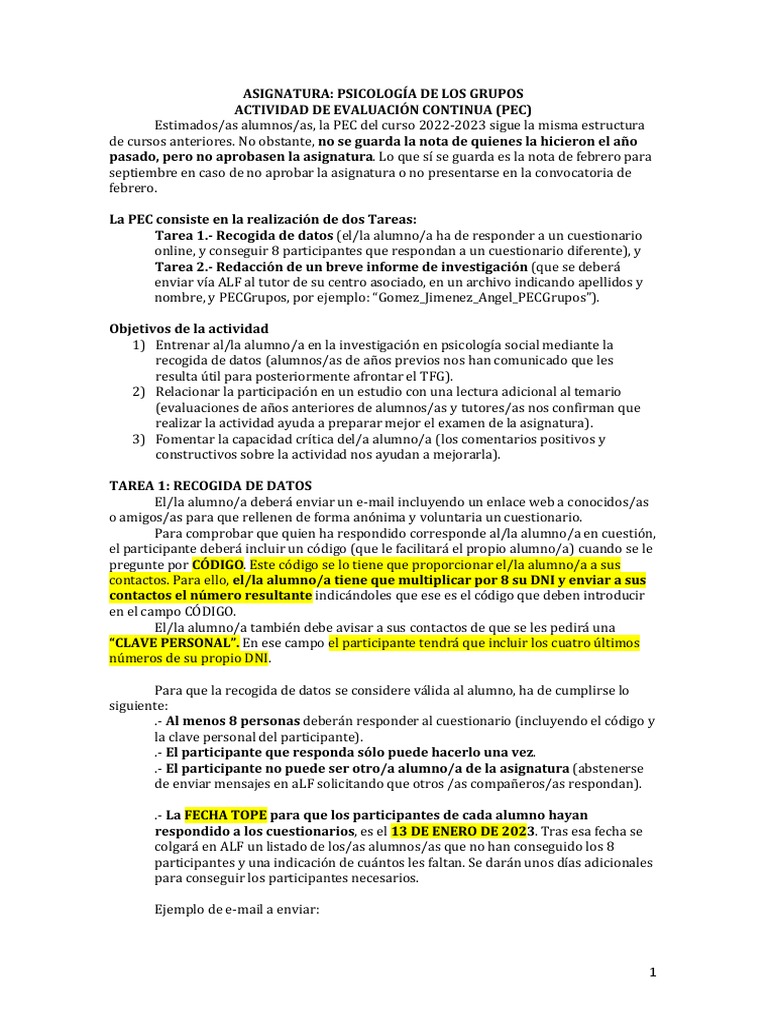 22381595-Instrucciones+Alumnos+PEC+Psicologia+de+Grupos+Curso+2022 - 2023 Psicologia de Los ...