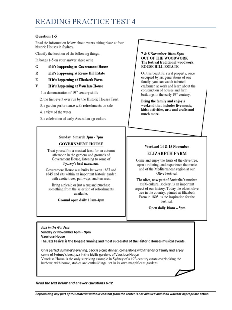 Reading (GT) Practice Tests 4 | PDF