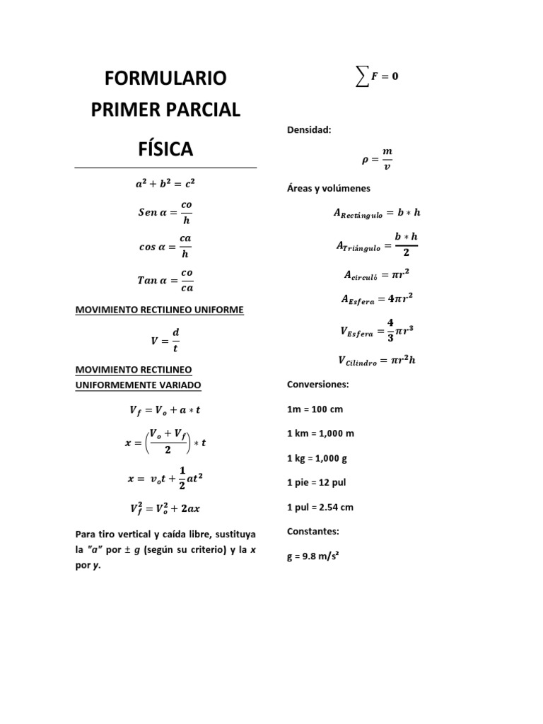 Formulario Final | PDF | Cantidad | Metrología