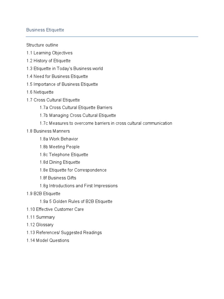 Business Etiquette | PDF