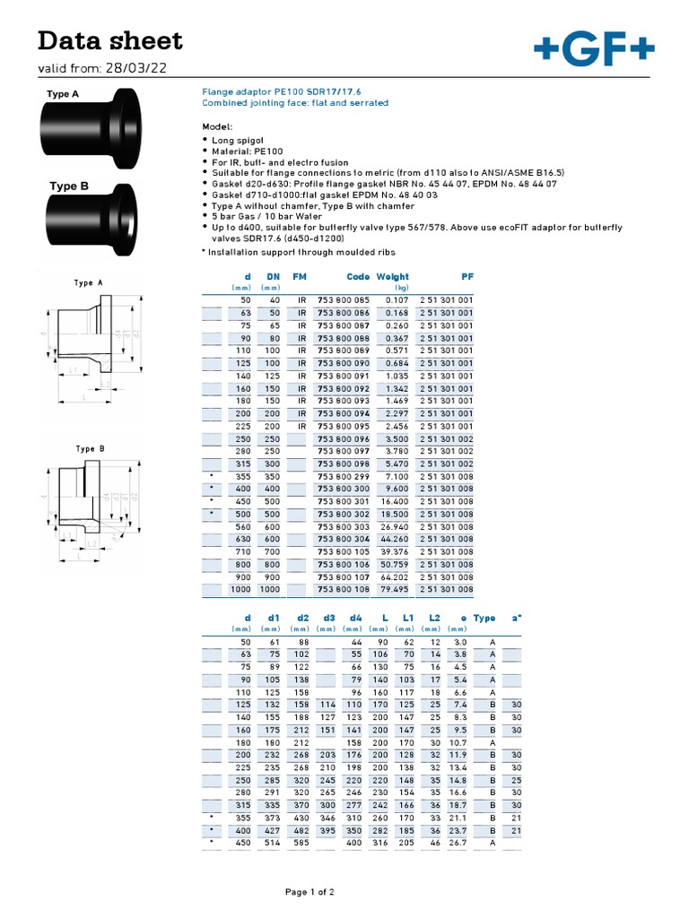 1 FICHA Tecnica Flange Adapter Georg Fisher | PDF