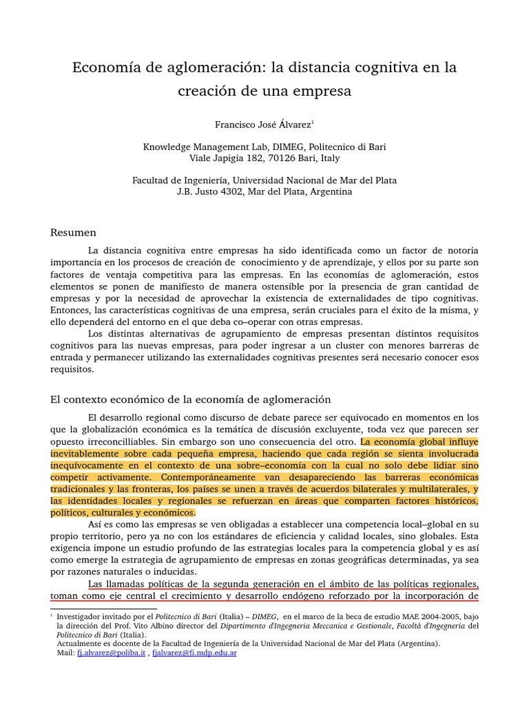 Teorías de Aglomeración | PDF | Business | Pequeñas y medianas empresas
