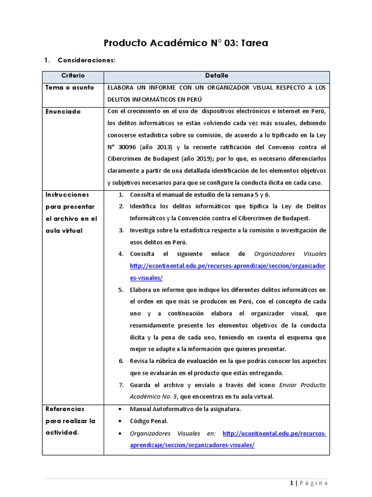 PA3-Tarea - Informe - Derecho Penal Especial 1 | PDF