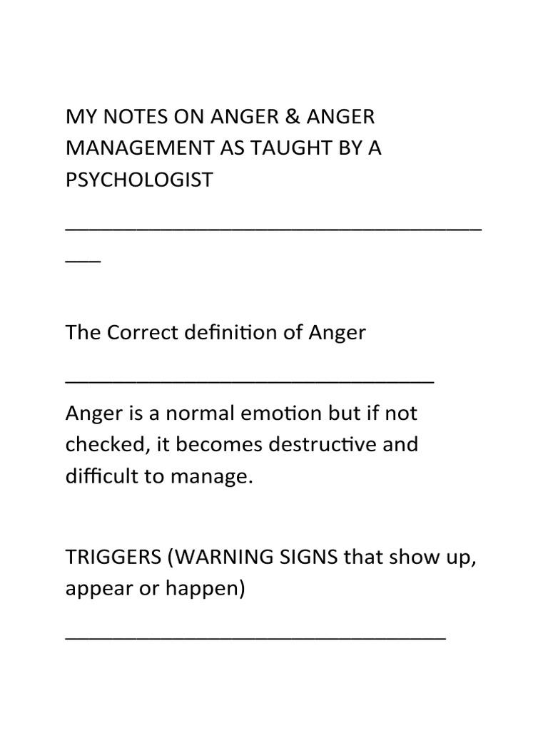 ANGER and ANGER MANAGEMENT | PDF | Career & Growth | Wellness