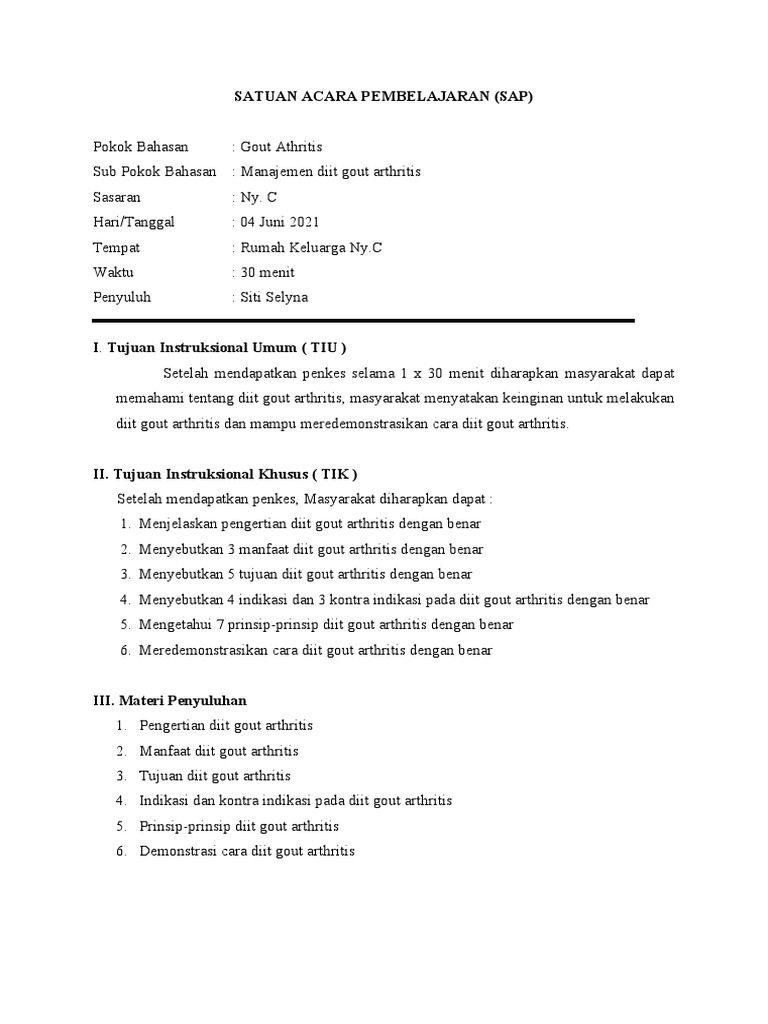 SAP Diit Asam Urat | PDF