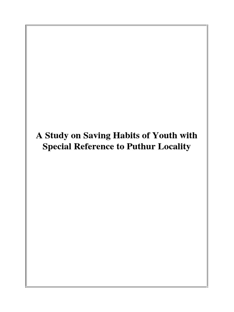 Saving Habit in Middle Class | PDF