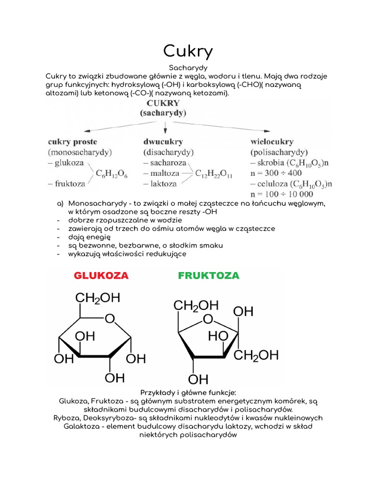 Cukry - Notatka | PDF