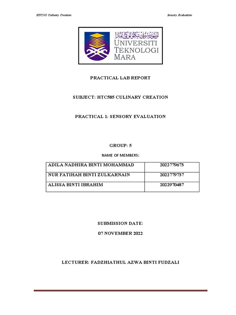 Practical Lab Report | PDF | Perception | Taste