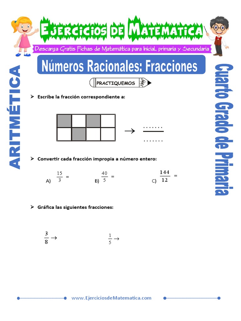 Ejercicios de Numeros Racionales Fracciones para Cuarto de Primaria | PDF