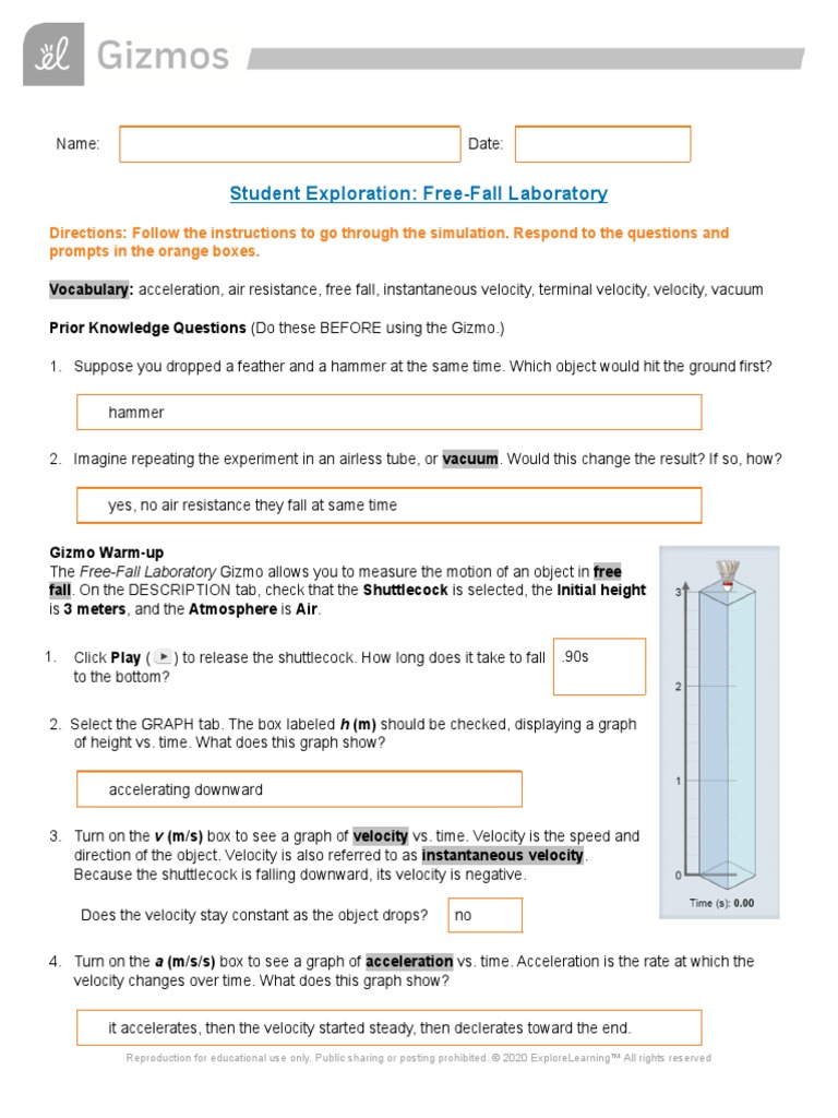 Olivia Manganaro - FreeFallSE | PDF | Velocity | Acceleration