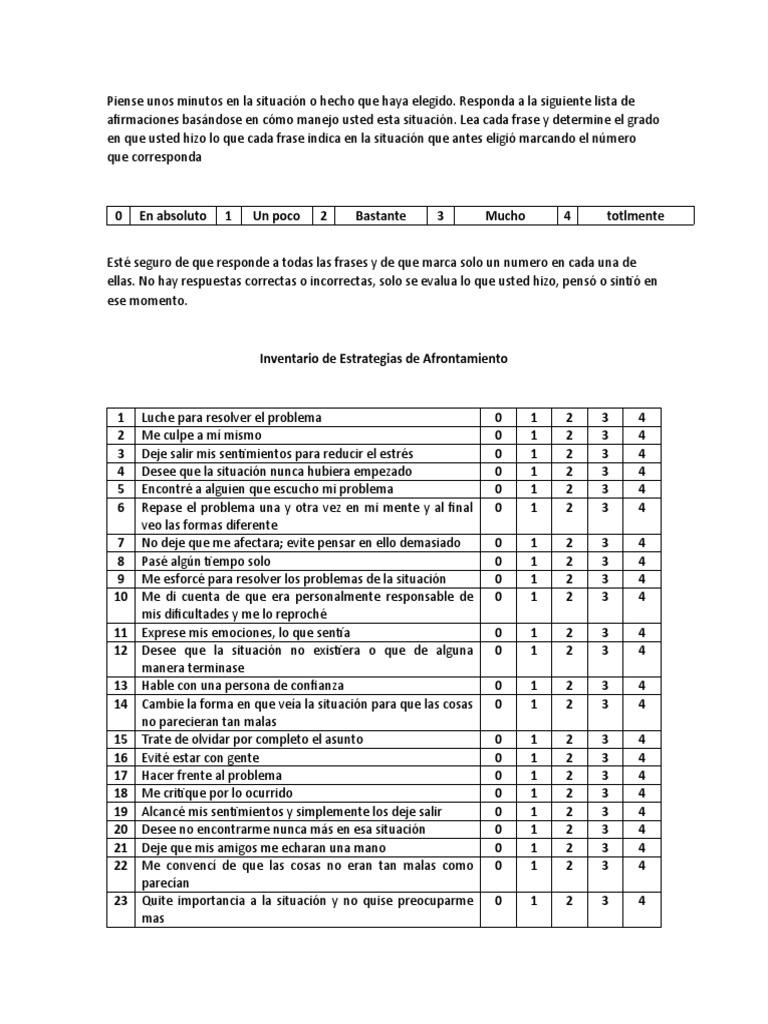 Cuestionario de Afrontamiento | PDF