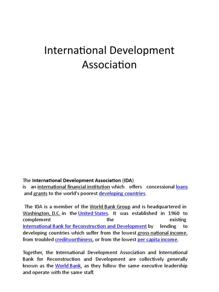 International Development Association | PDF | International Development ...