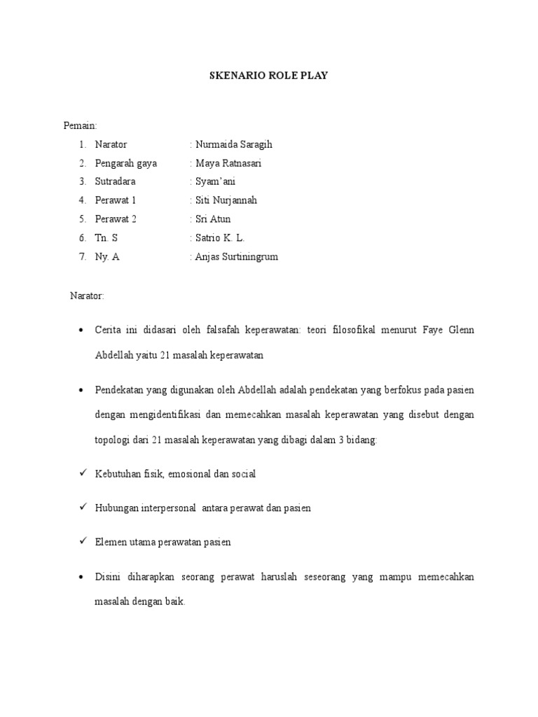 Contoh Skenario Role Play | PDF