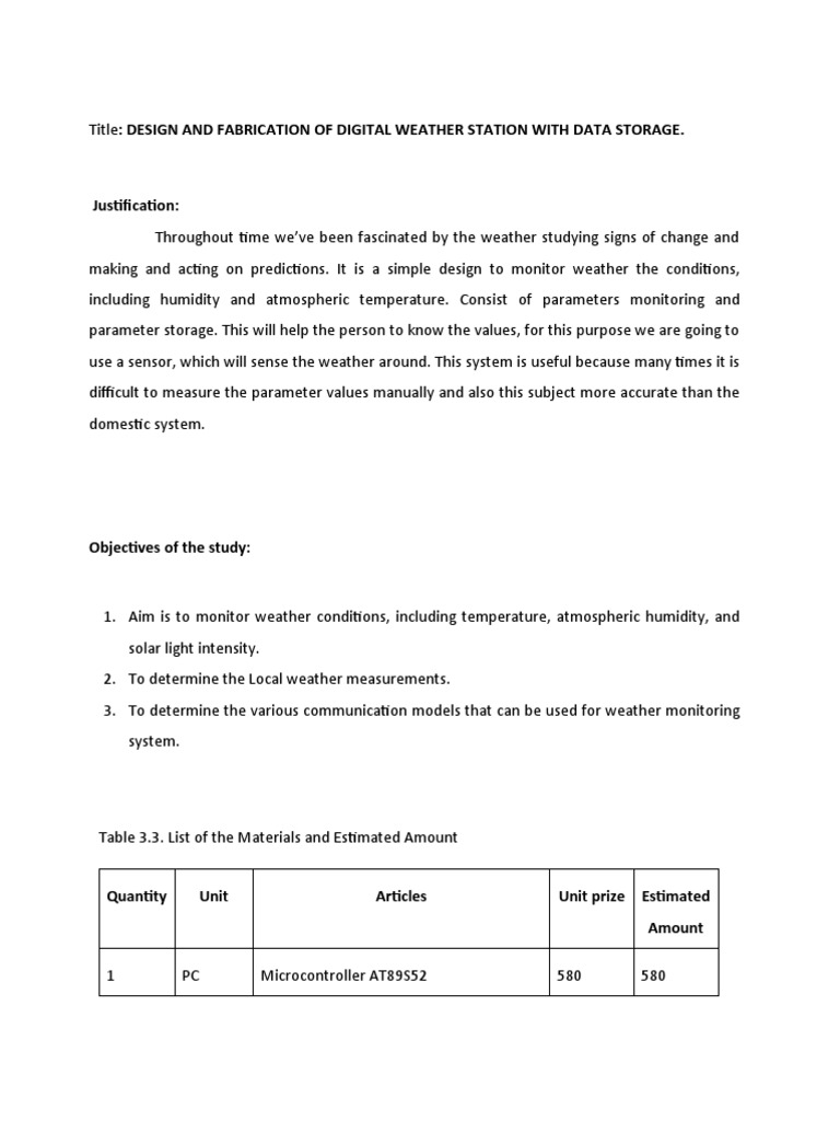 Digital Weather Station Design & Fabrication | PDF