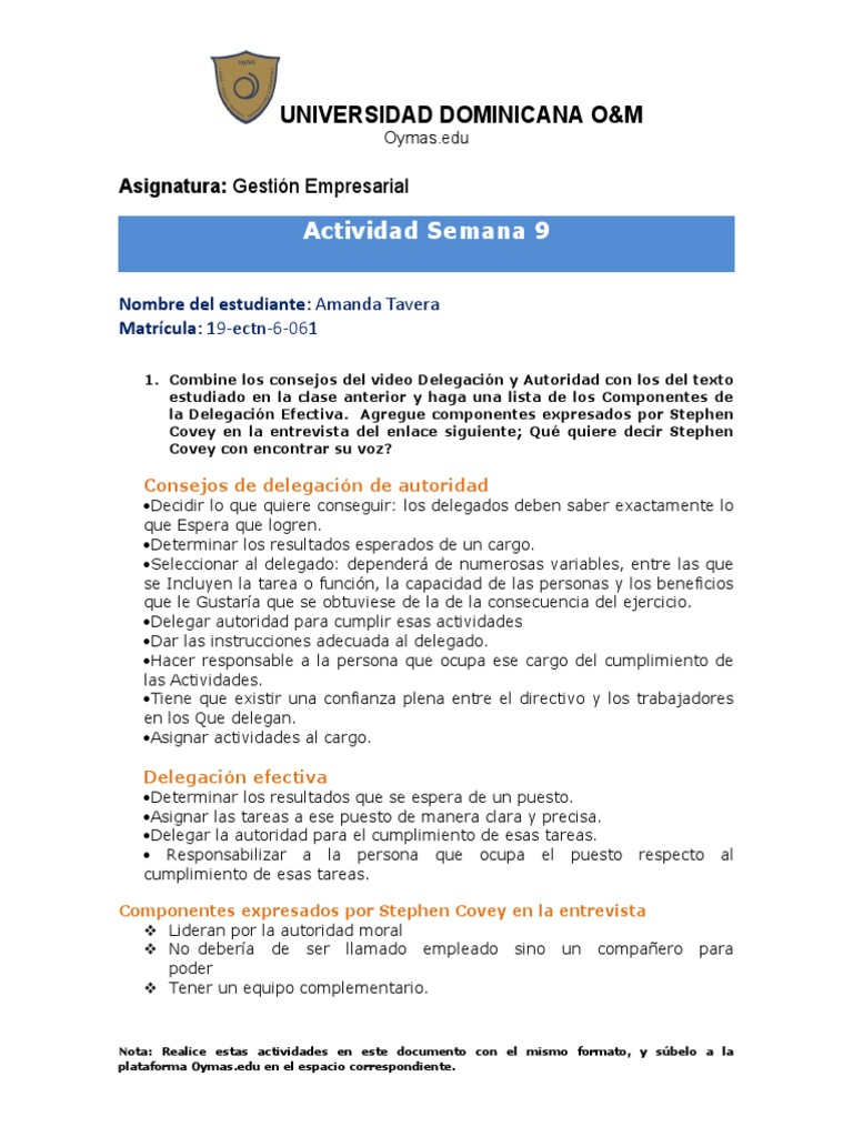 Componentes de Delegación Efectiva | PDF | Crecimiento personal y ...