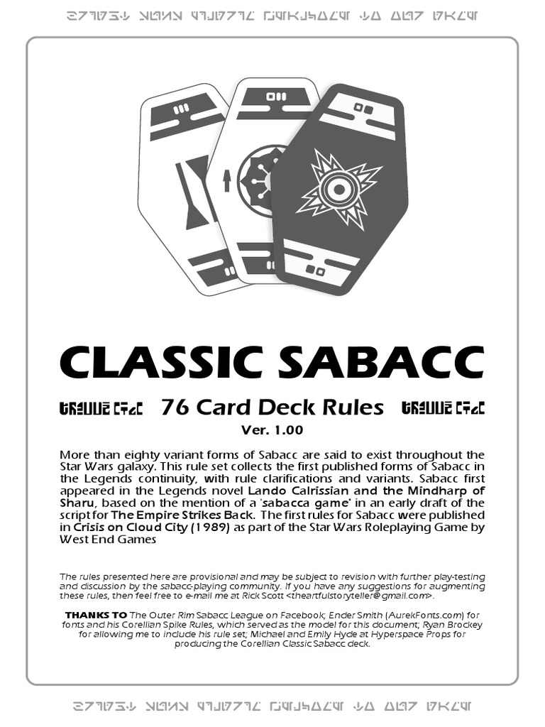 How To Play Sabacc | PDF