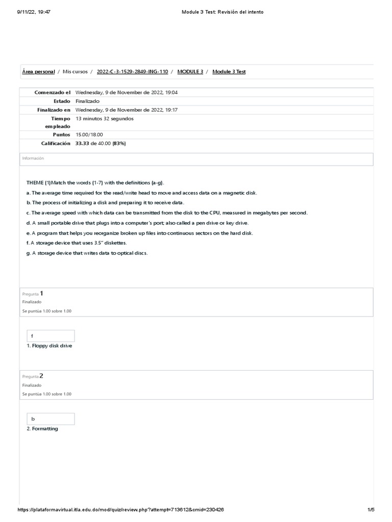 Module 3 Test - Revisión Del Intento | PDF | Floppy Disk | Usb Flash Drive