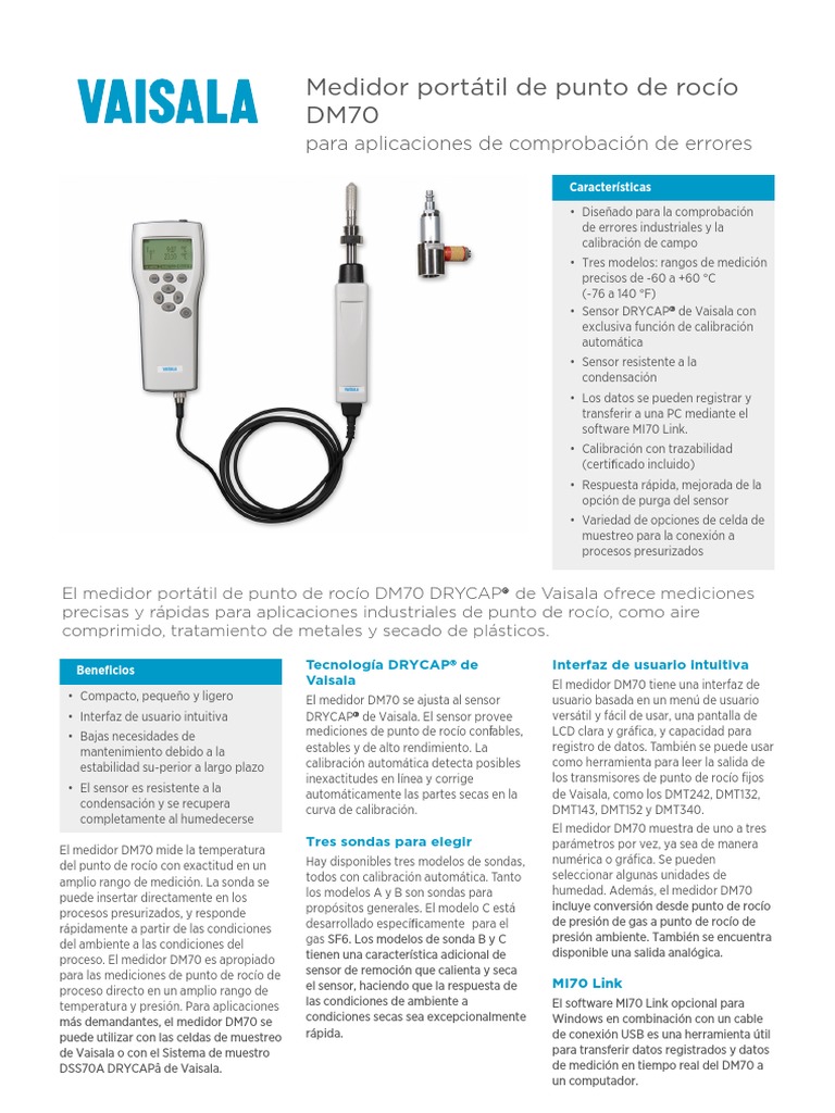 DM70 Sonda de Punto de Rocío Vaisala | PDF | Calibración | Temperatura