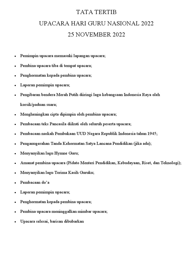 TATA TERTIB Upacara Hari Guru | PDF