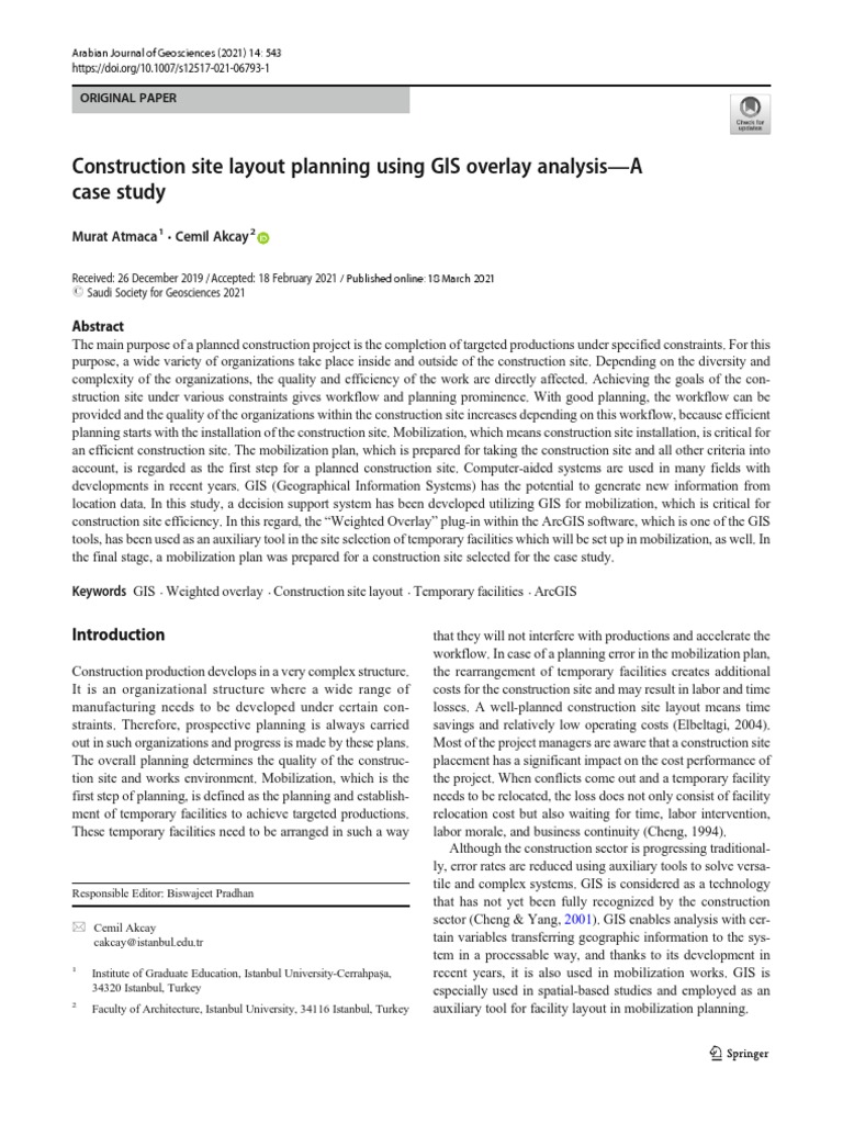 L1 Construction Site Layout Planning Using GIS Overlay Analysis | PDF ...