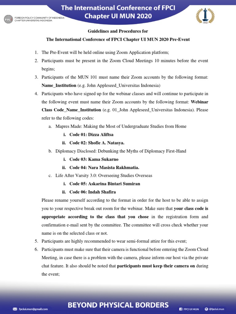 Guidelines and Procedures For FPCI UI MUN Pre-Event | PDF | Computing | Communication
