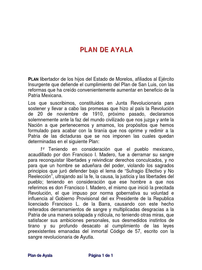 Plan de Ayala | PDF | Gobierno