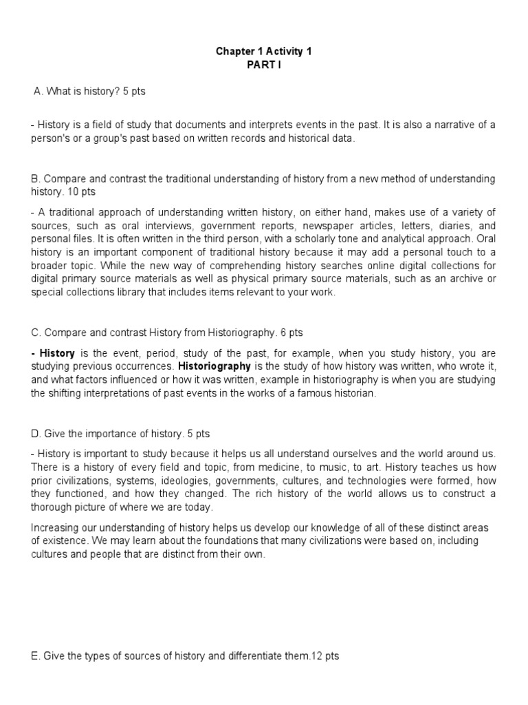 History (Chapter 1 Activity 1) | PDF