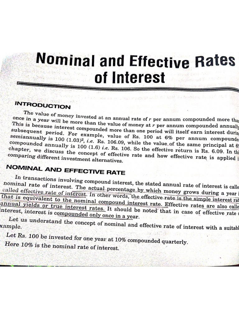 Relationship Between Nominal & Effective Rate of Interest | PDF