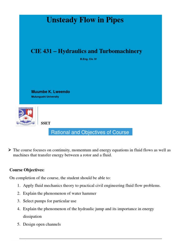 1-Unsteady Flow in Pipes | PDF