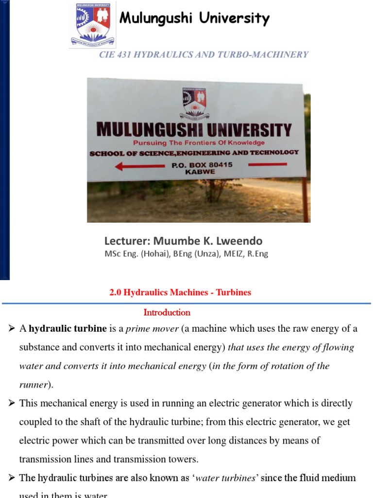 2-Hydraulic Machines Turbines | PDF | Turbine | Jet Engine