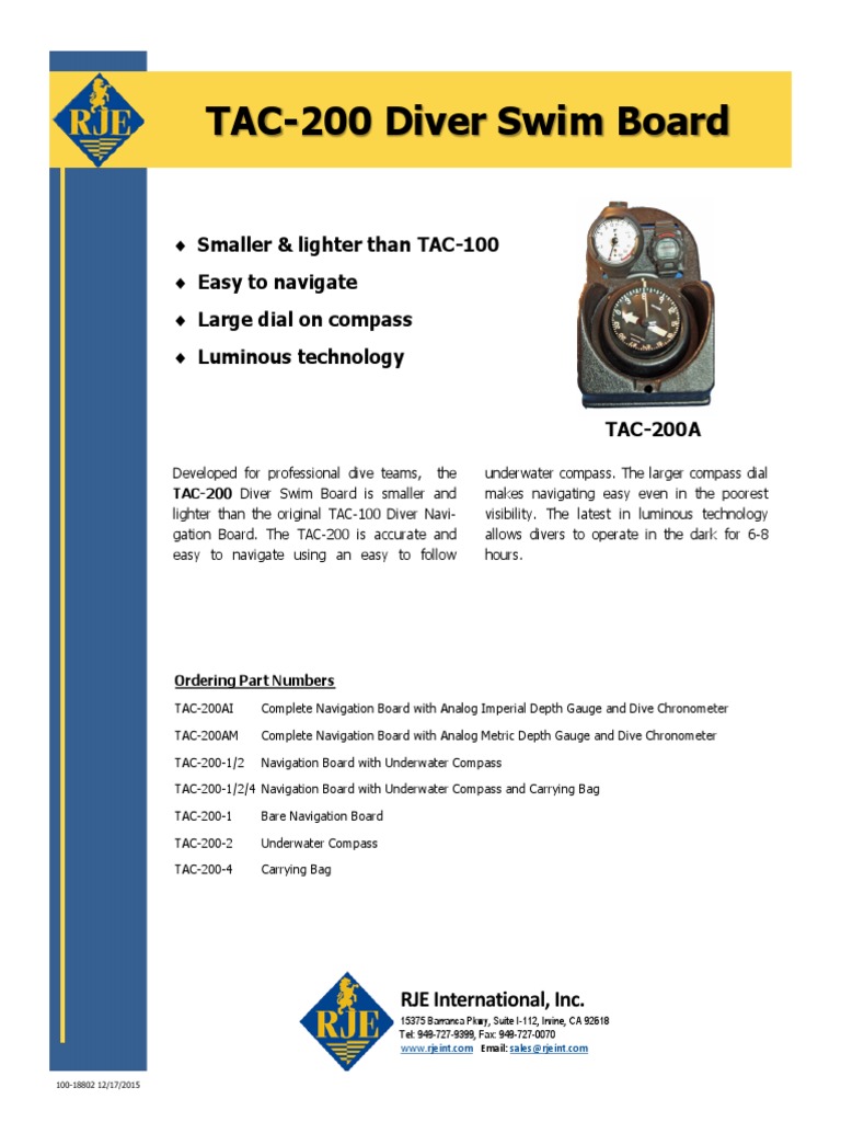 TAC-200 Diver Swim Board | PDF | Compass | Manufactured Goods