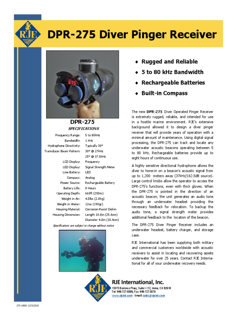 DPR-275 Diver Pinger Receiver Overview | PDF | Headphones ...