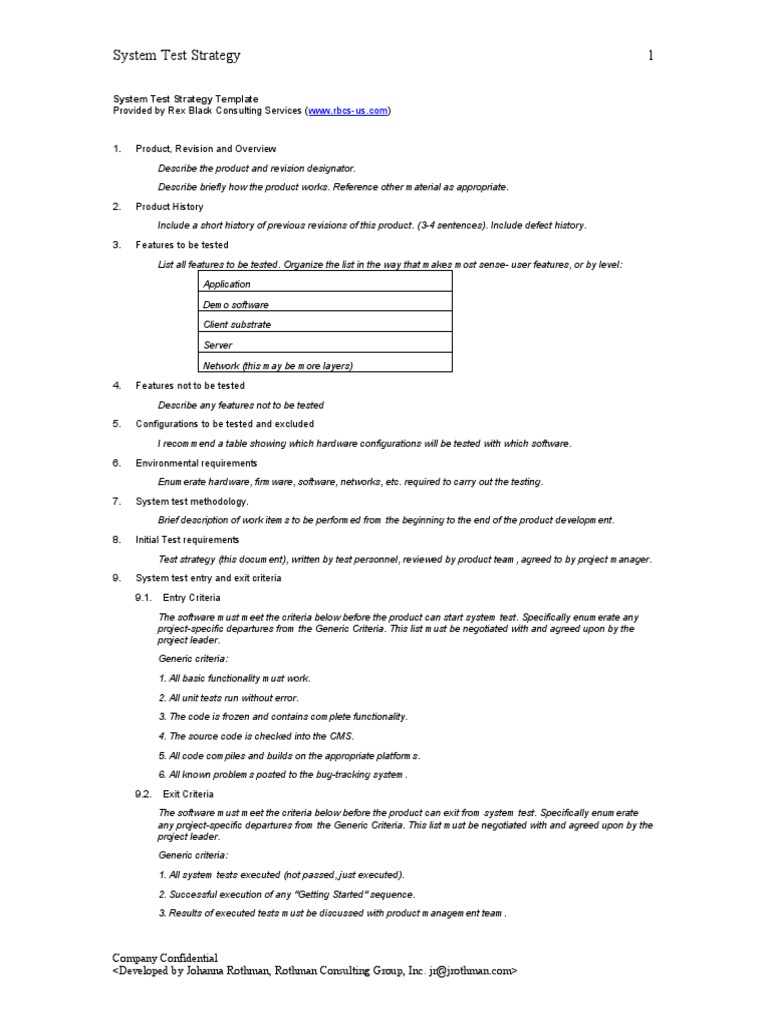 Test Strategy Example PDF