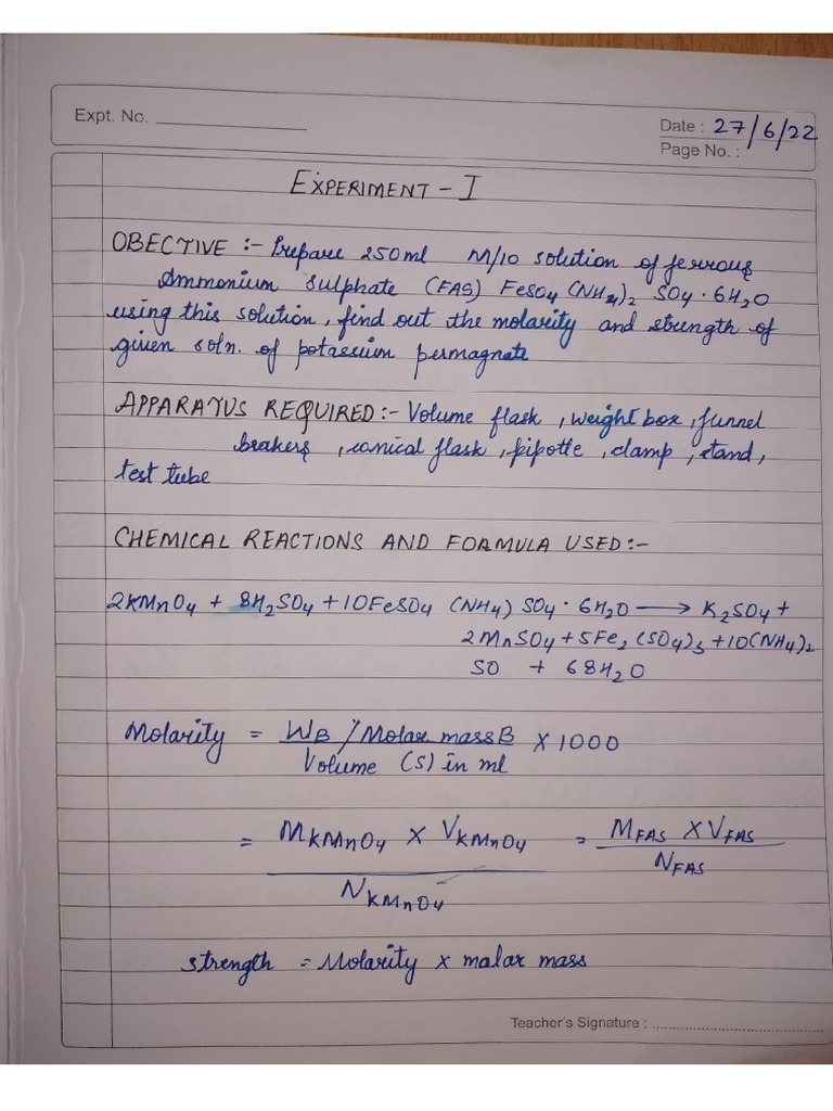 Chemistry Practical Class 12 | PDF