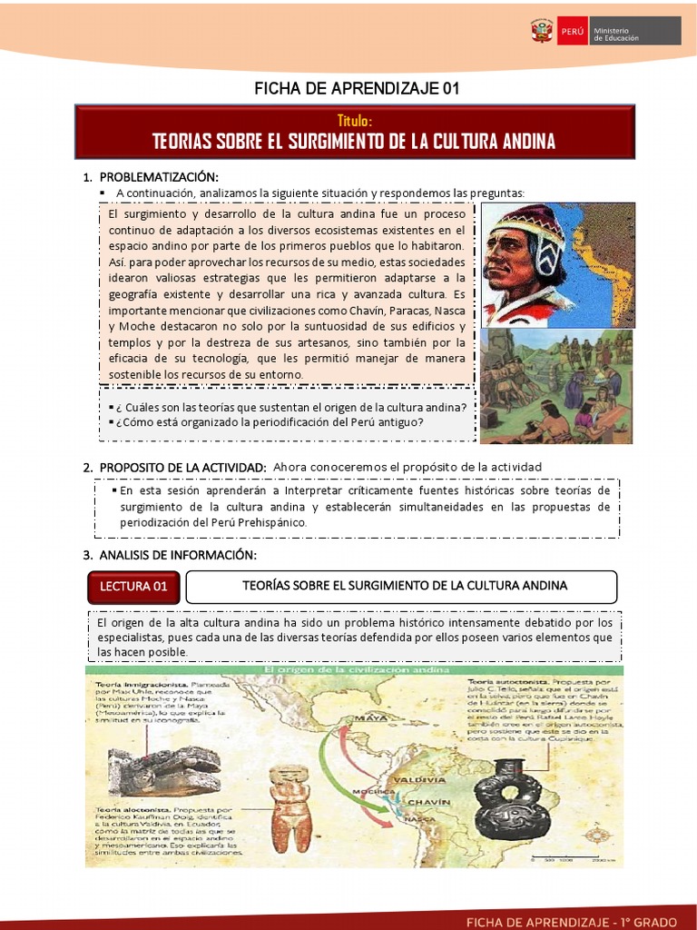 1 Ficha de Aprendizaje CCSS 1° Grado Iii Ea | PDF | Era precolombina | Cazador recolector