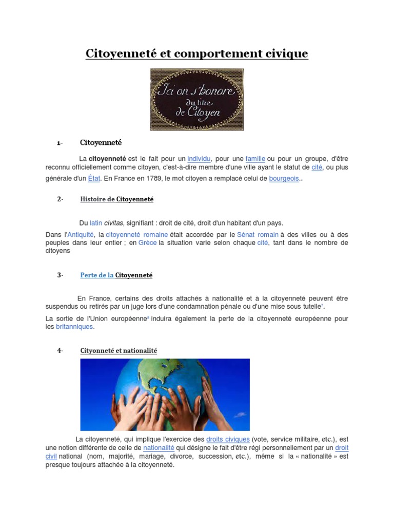 Citoyenneté Et Comportement Civique | PDF