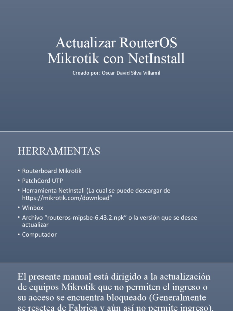 Actualizar RouterOS Mikrotik Con Netinstall | PDF | Archivo de ... Actualizar RouterOS Mikrotik Con Netinstall | PDF | Archivo de ...