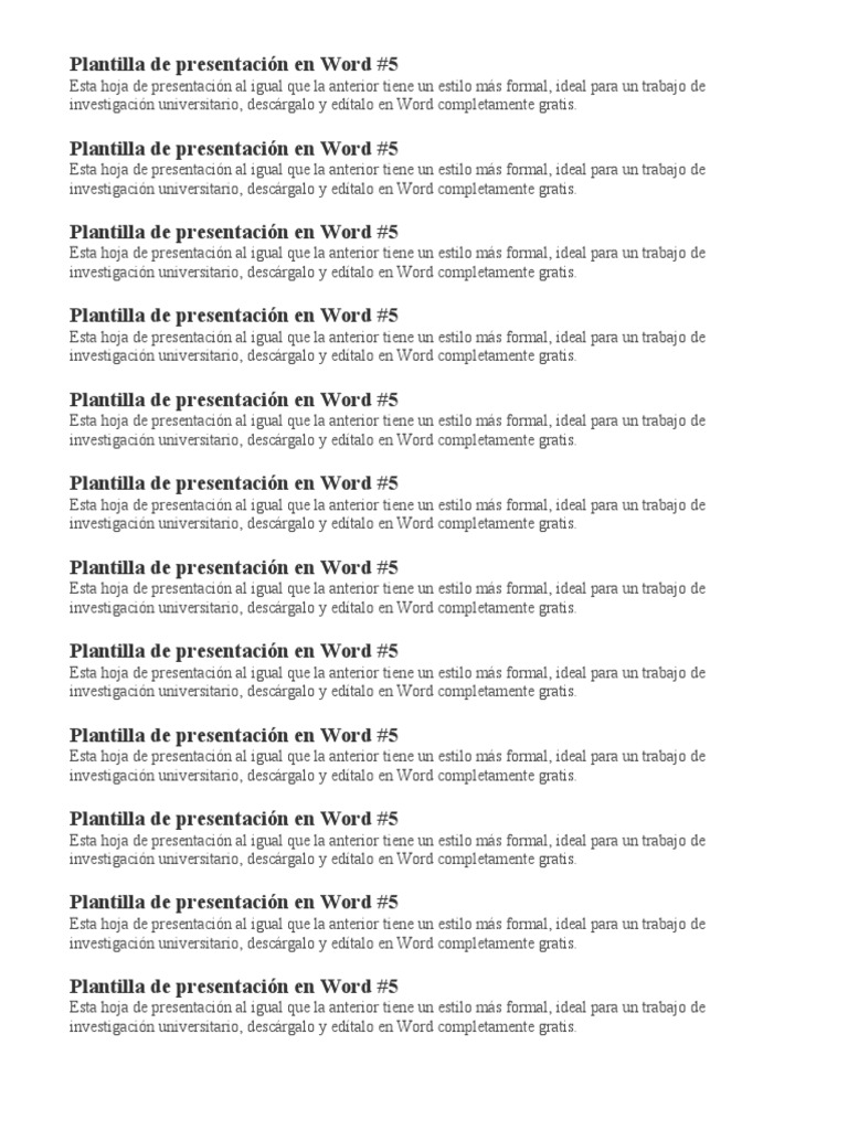 Plantilla de Presentación en Word #5 | PDF