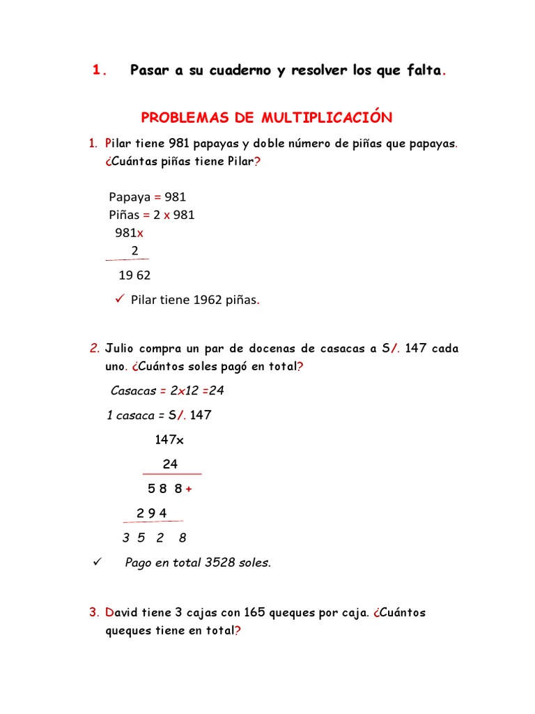 Problemas de Multiplicación | PDF