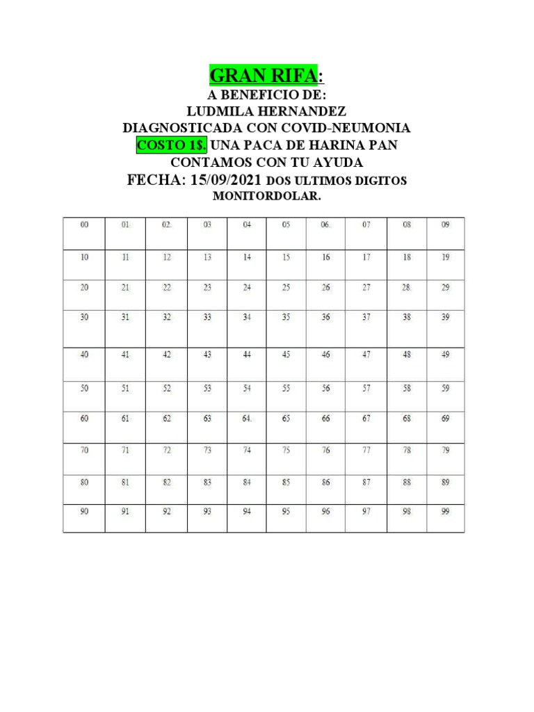 Talonario Gran Rifa | PDF