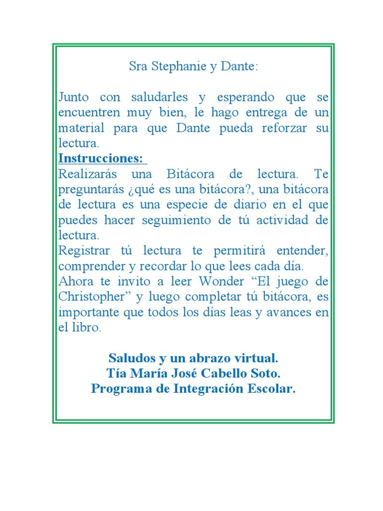 Bitacora de Lectura | PDF