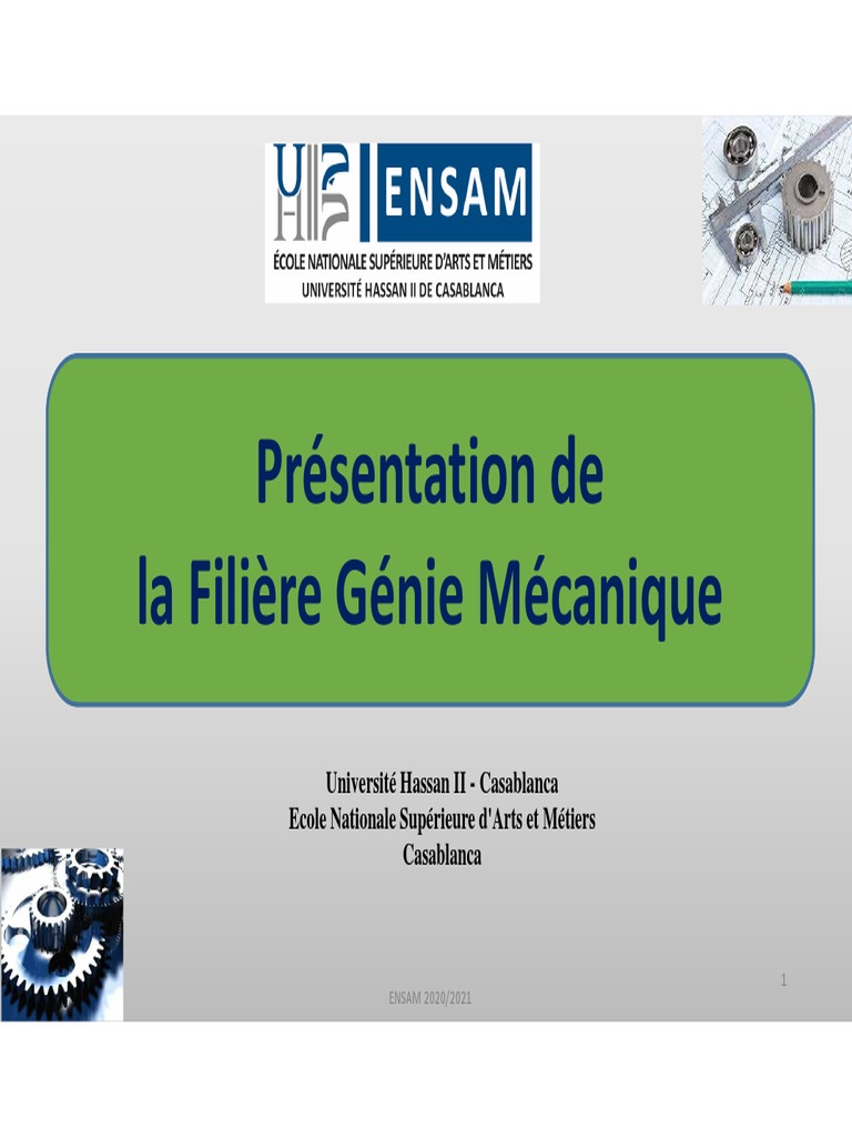 Filière Génie Mécanique à l'ENSAM Casa | PDF | Efficacité énergétique ...