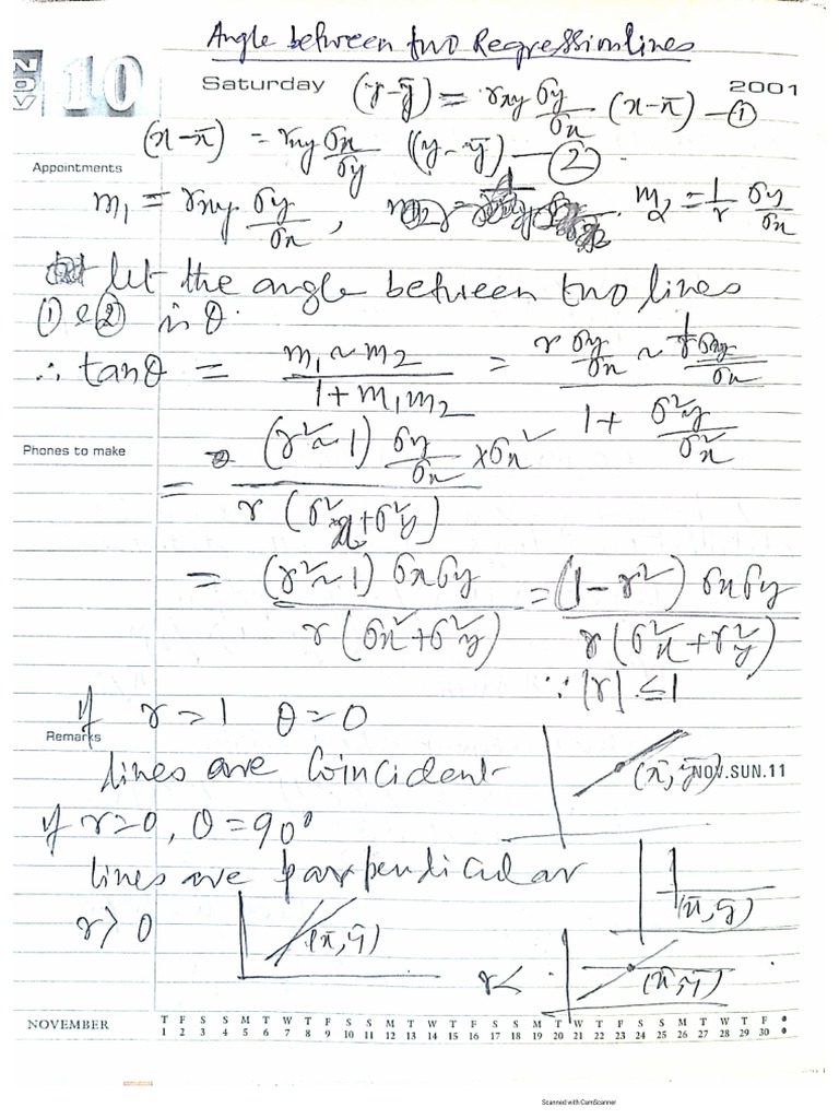 Angle Between Regression Lines | PDF